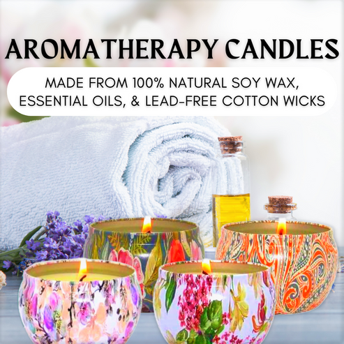 Nature Candle Gift Set of 4 Tin Candles | Aromatherapy Candle Set for ...
